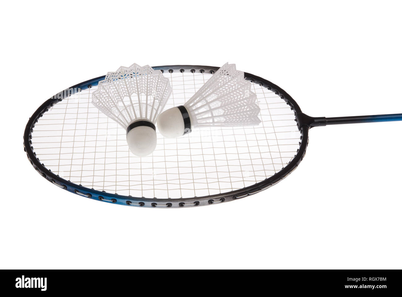 Badminton rackets and shuttlecock isolated on white background Stock ...
