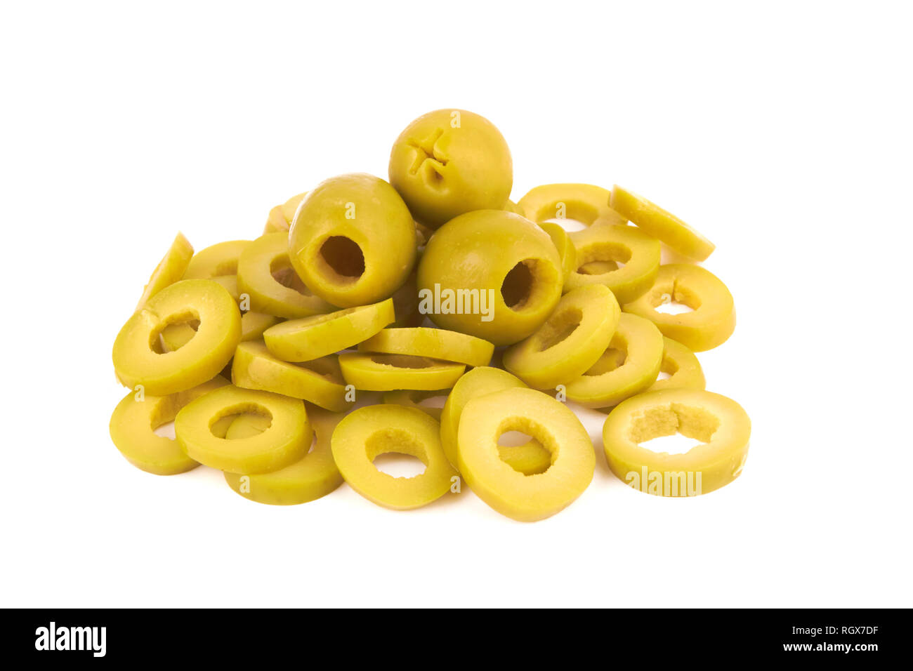 green olives rings isolated on a white background Stock Photo - Alamy