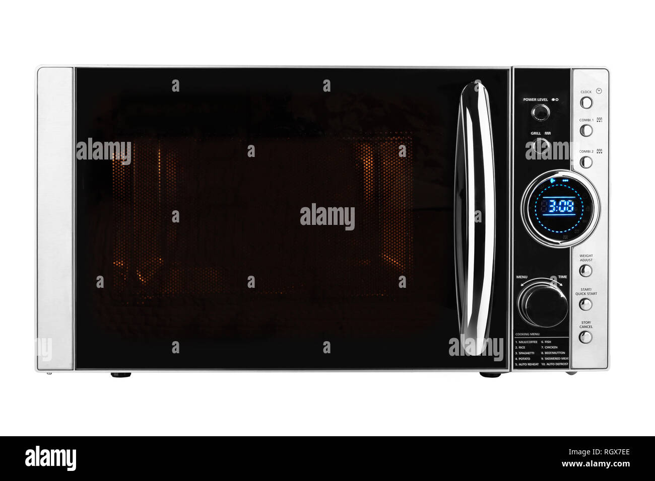 Working microwave made isolated on a white background Stock Photo - Alamy