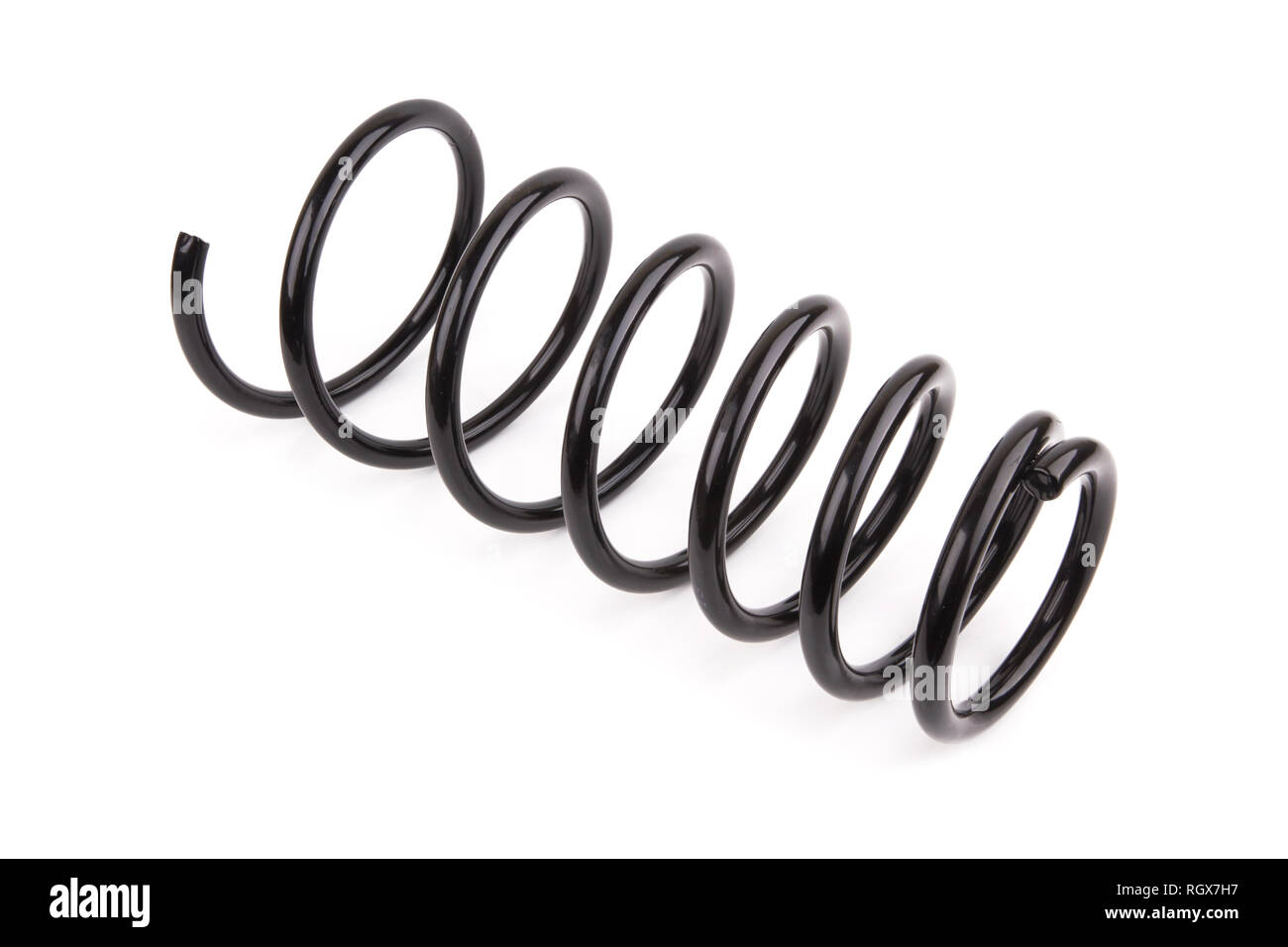 Black car spring isolated on white background Stock Photo - Alamy