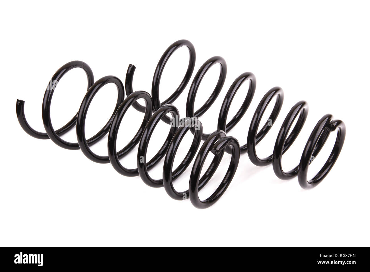 Black car spring isolated on white background Stock Photo - Alamy