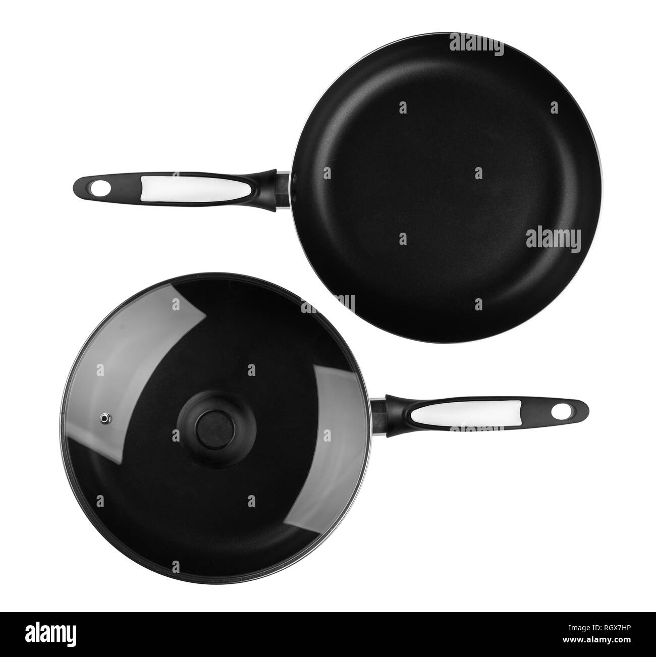 black fry pan isolated on white background Stock Photo - Alamy