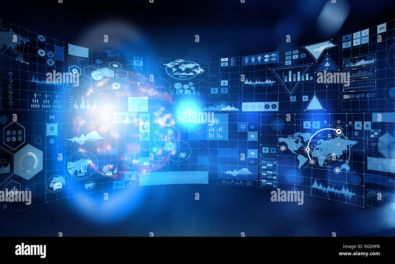 Futuristic digital interface world map hi-res stock photography and ...