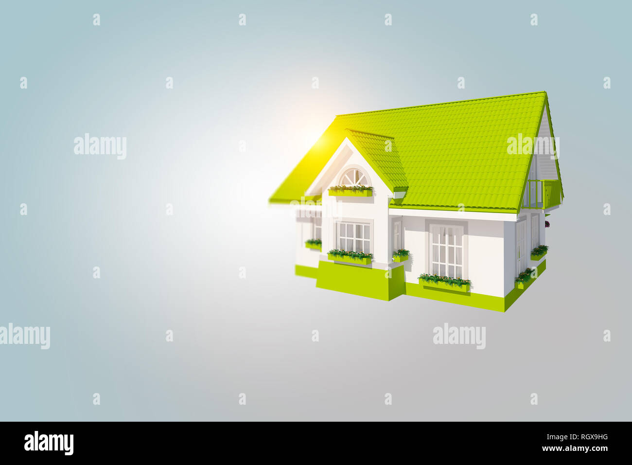 Image of green clean house. Ecology concept Stock Photo - Alamy