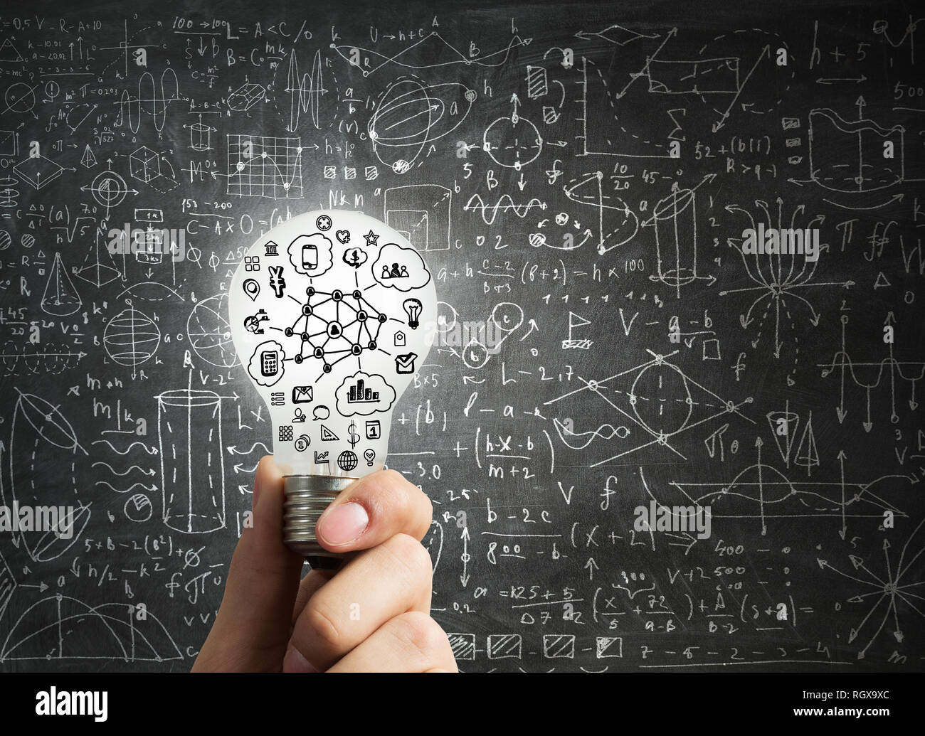 Glowing light bulb in hand as symbol for bright idea Stock Photo - Alamy