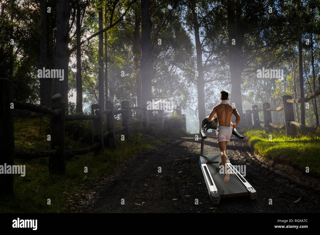 Back view girl on treadmill hi-res stock photography and images - Alamy