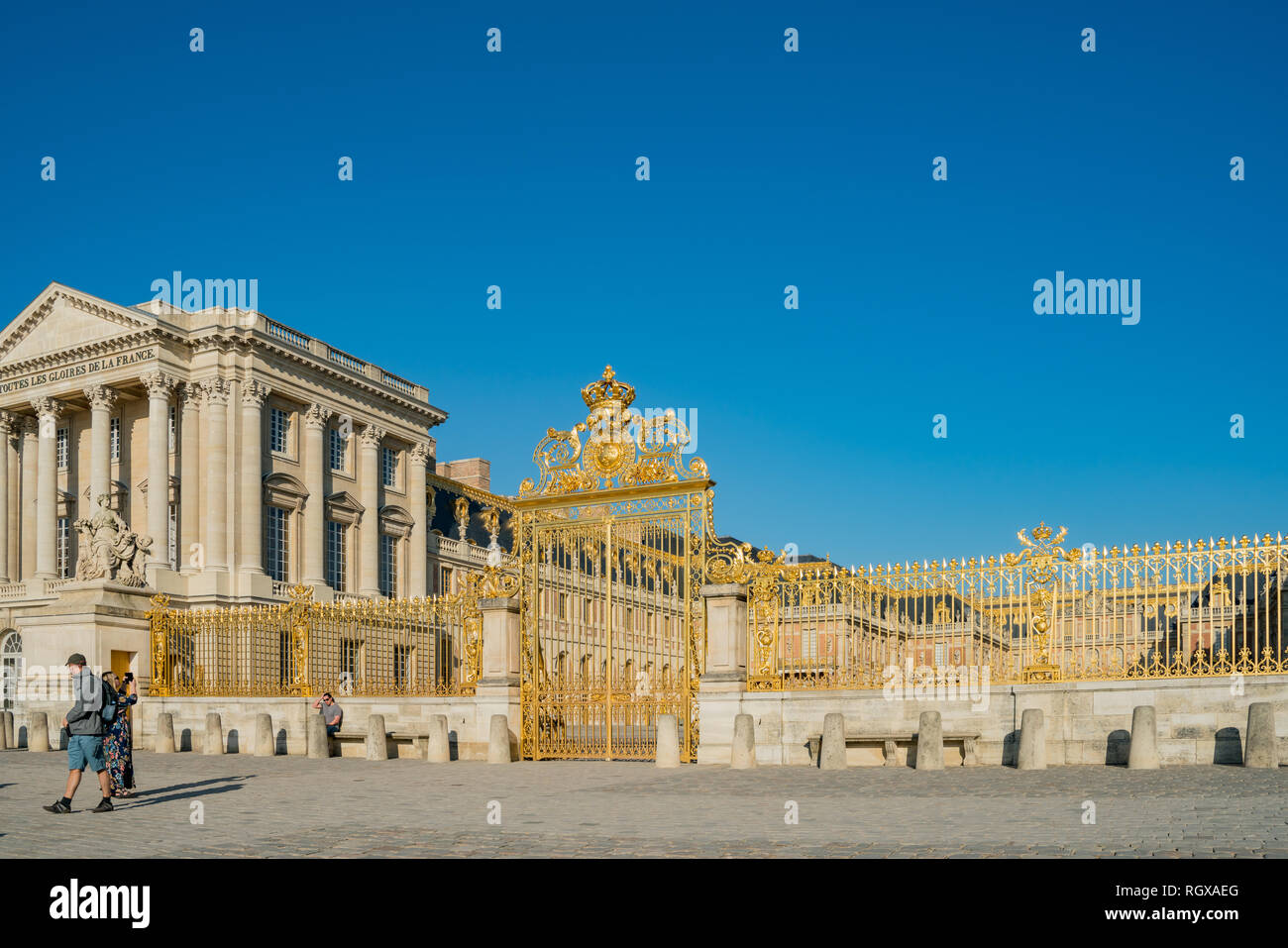 Versailles, MAY 4: The golden entrance gate of the famous Palace of ...