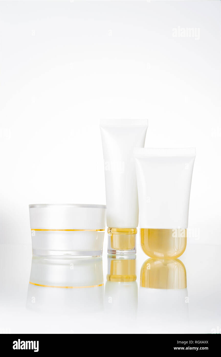 Set of cosmetic containers Stock Photo - Alamy