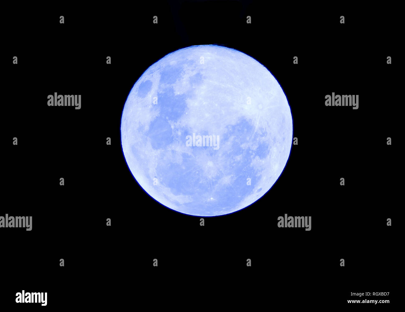 Blue Full moon on the dark night Stock Photo - Alamy