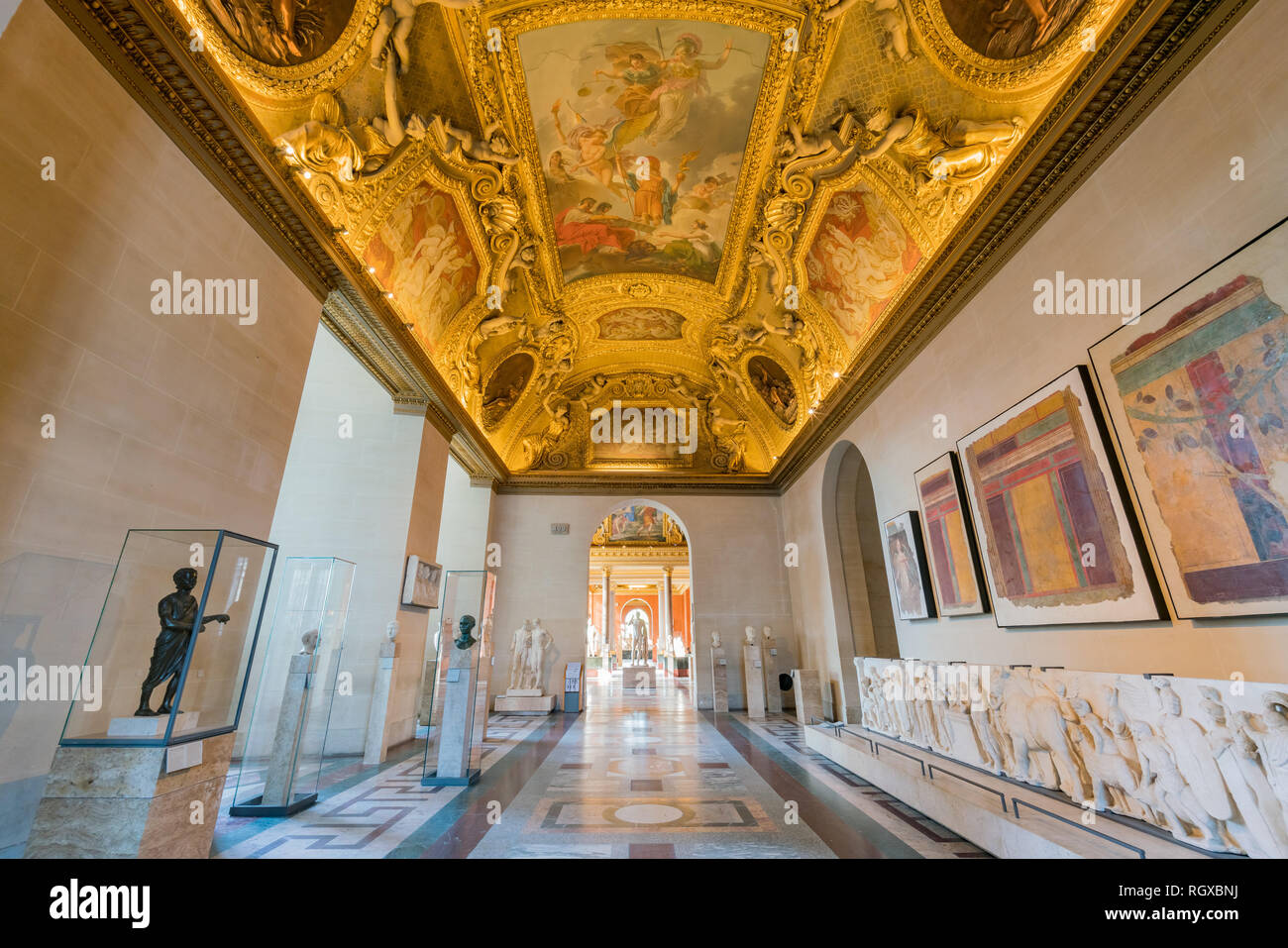 France, MAY 7: Interior view of the famous Louvre Museum on MAY 7, 2018 ...
