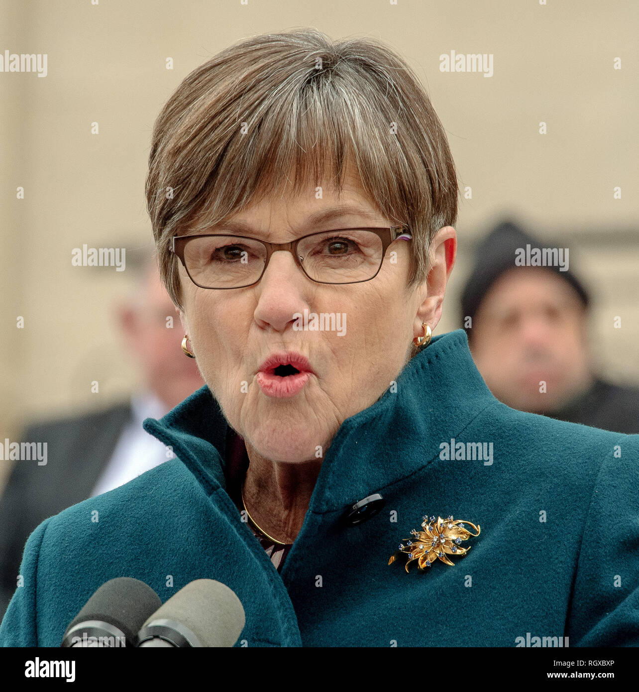 Topeka, Kansas, USA, January 14, 2019 Democrat Governor Laura Kelly ...