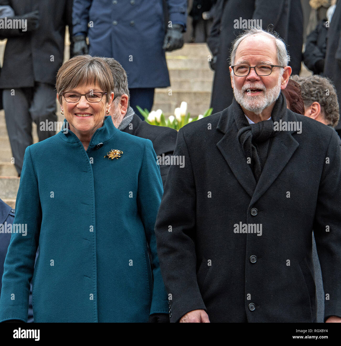 Topeka, Kansas, USA, January 14, 2019 Democratic Governor Laura Kelly ...