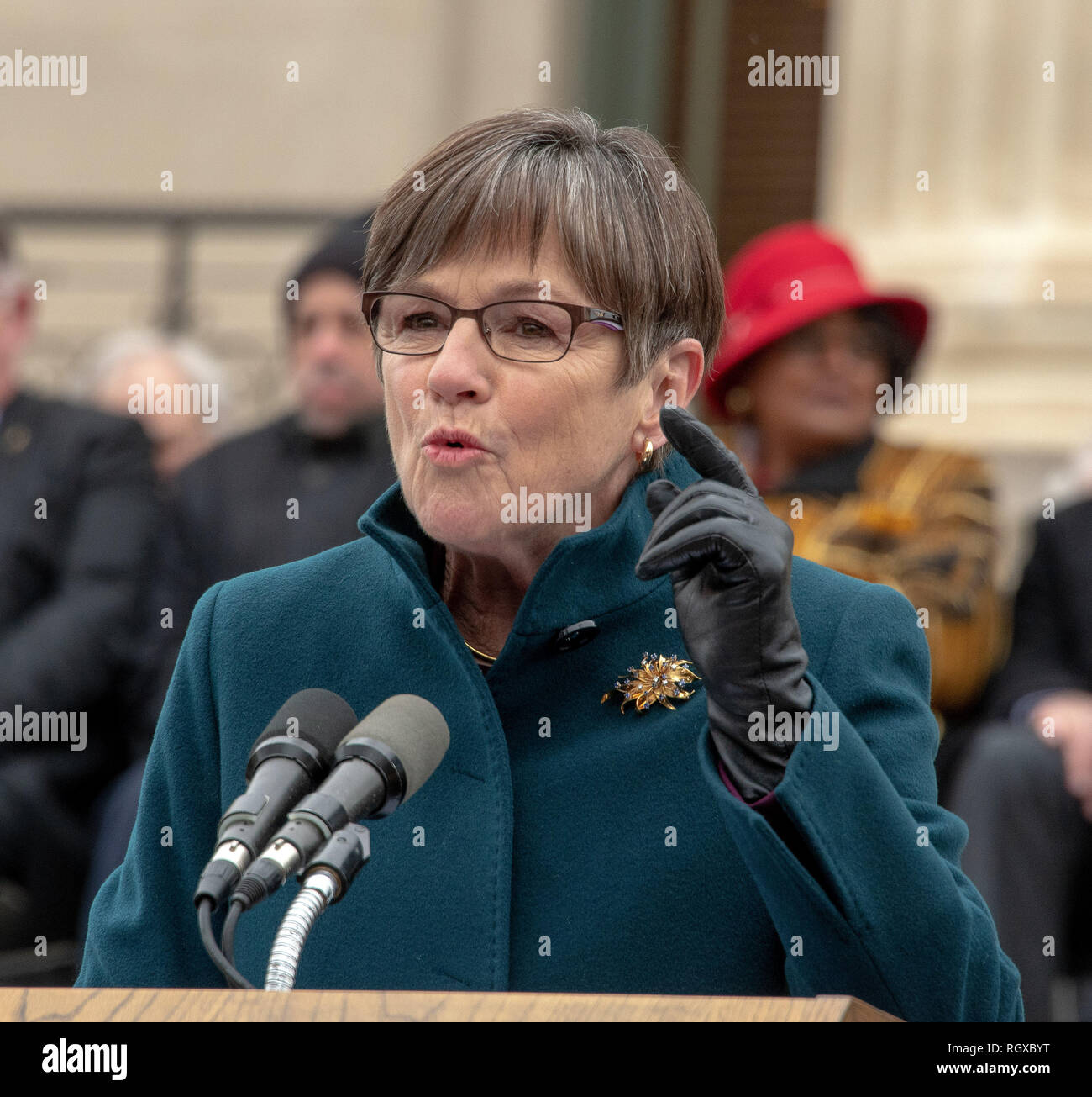 Topeka, Kansas, USA, January 14, 2019 Democrat Governor Laura Kelly ...