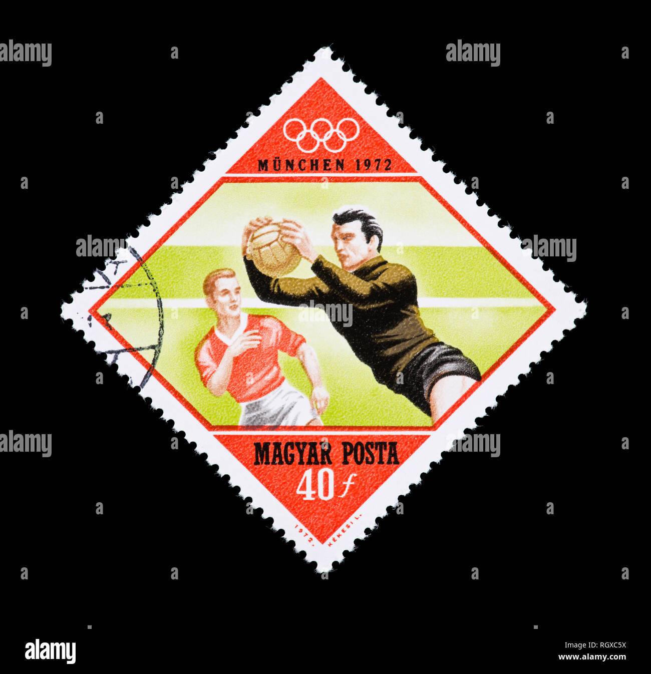 Postage stamp from Hungary depicting a soccer goalie, issued for the ...