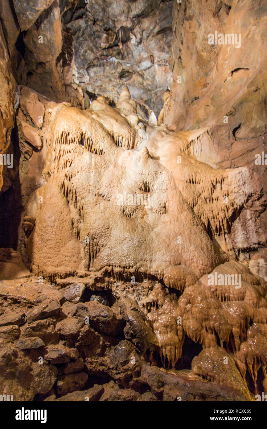 The famous travel destination of Cheddar Gorge caves. Amazing caverns ...