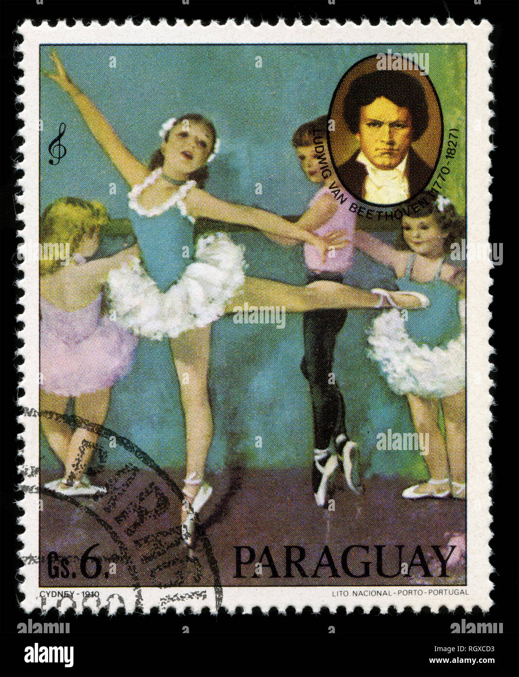 Postage stamp from Paraguay in the Composer and ballet scenes series issued in 1980 Stock Photo ...