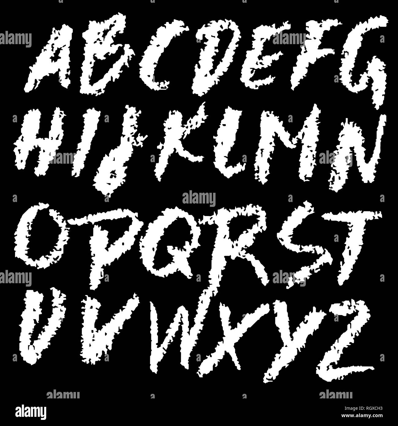 Chalk textured font. Grunge script on chalkboard. Vector calligraphy ...