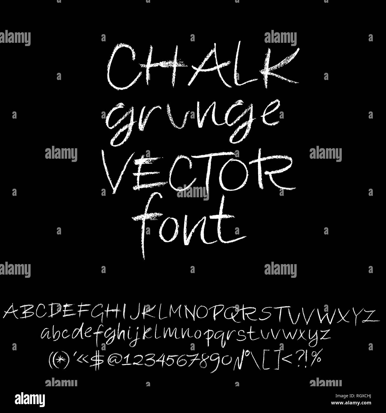 Chalk textured font. Grunge script on chalkboard. Vector calligraphy ...