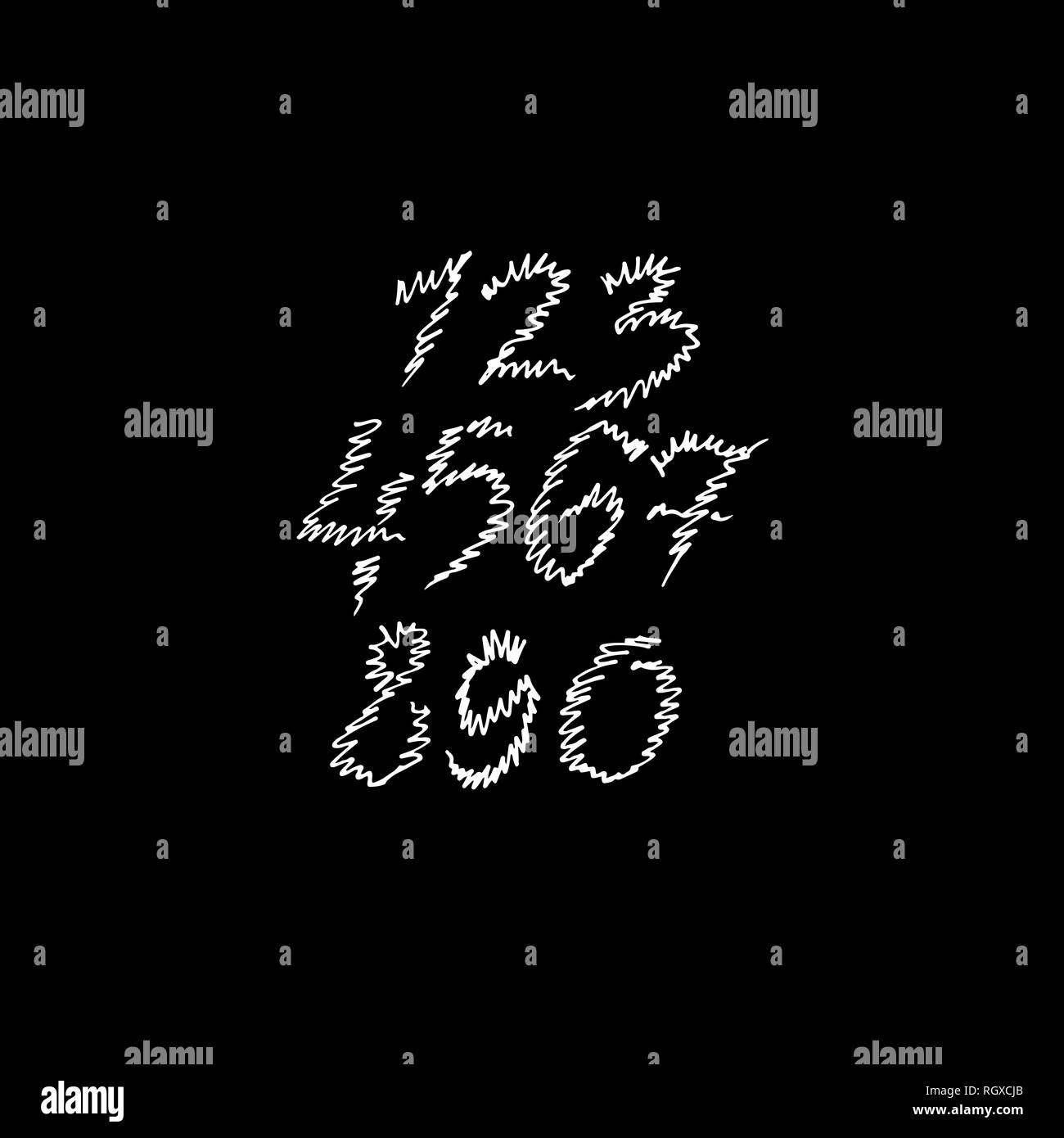 Set of grunge chalk textured numbers. Modern chalk lettering. Vector ...