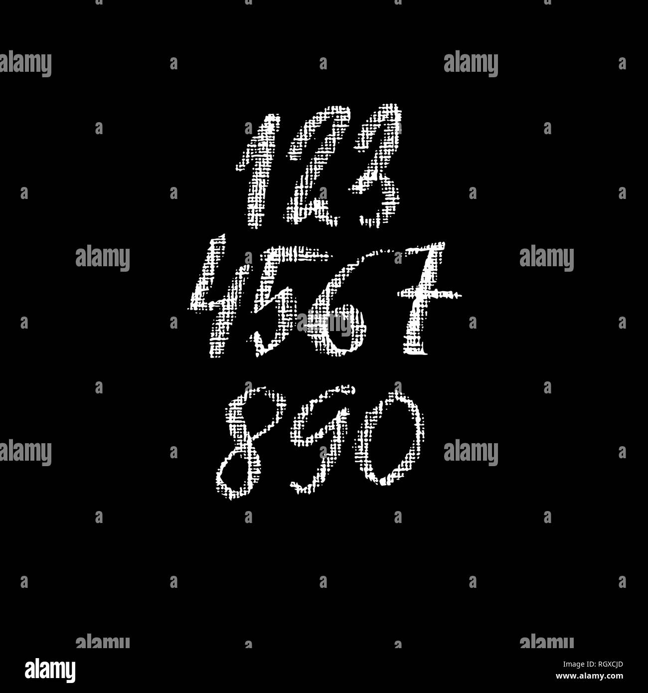 Set of grunge chalk textured numbers. Modern chalk lettering. Vector ...