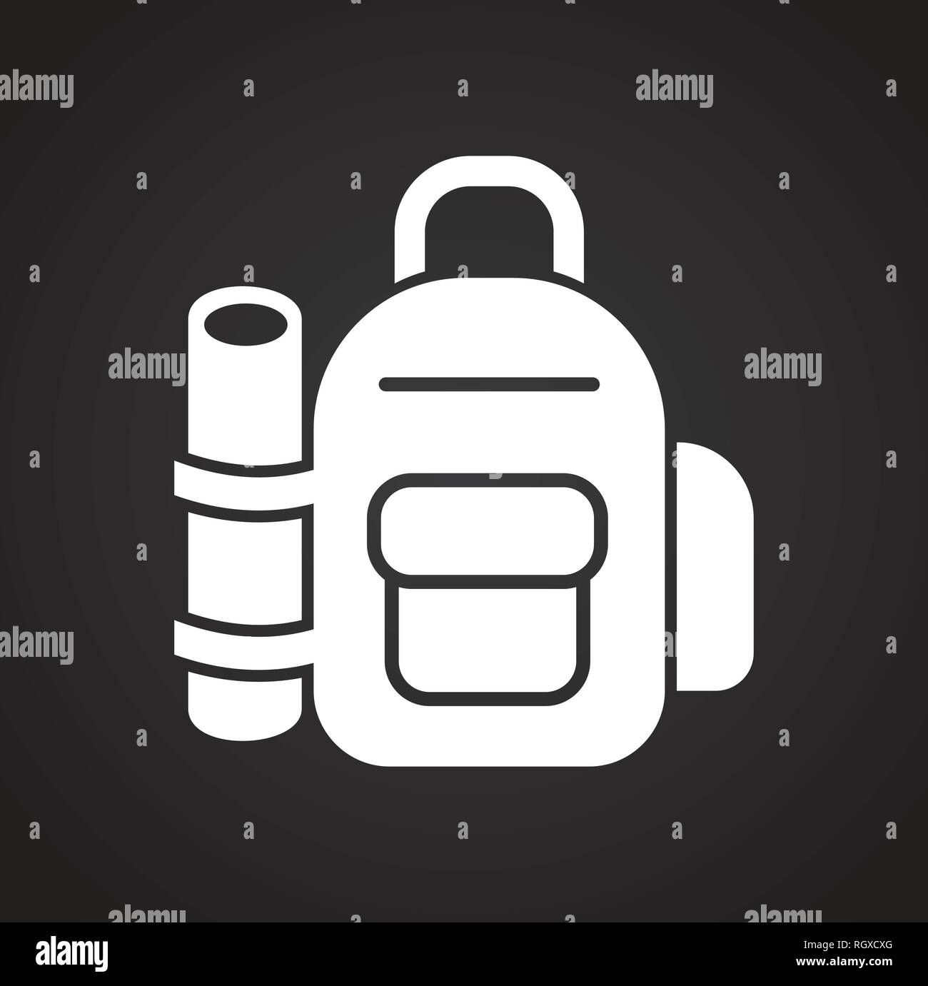 Backpack icon on black background for graphic and web design, Modern ...