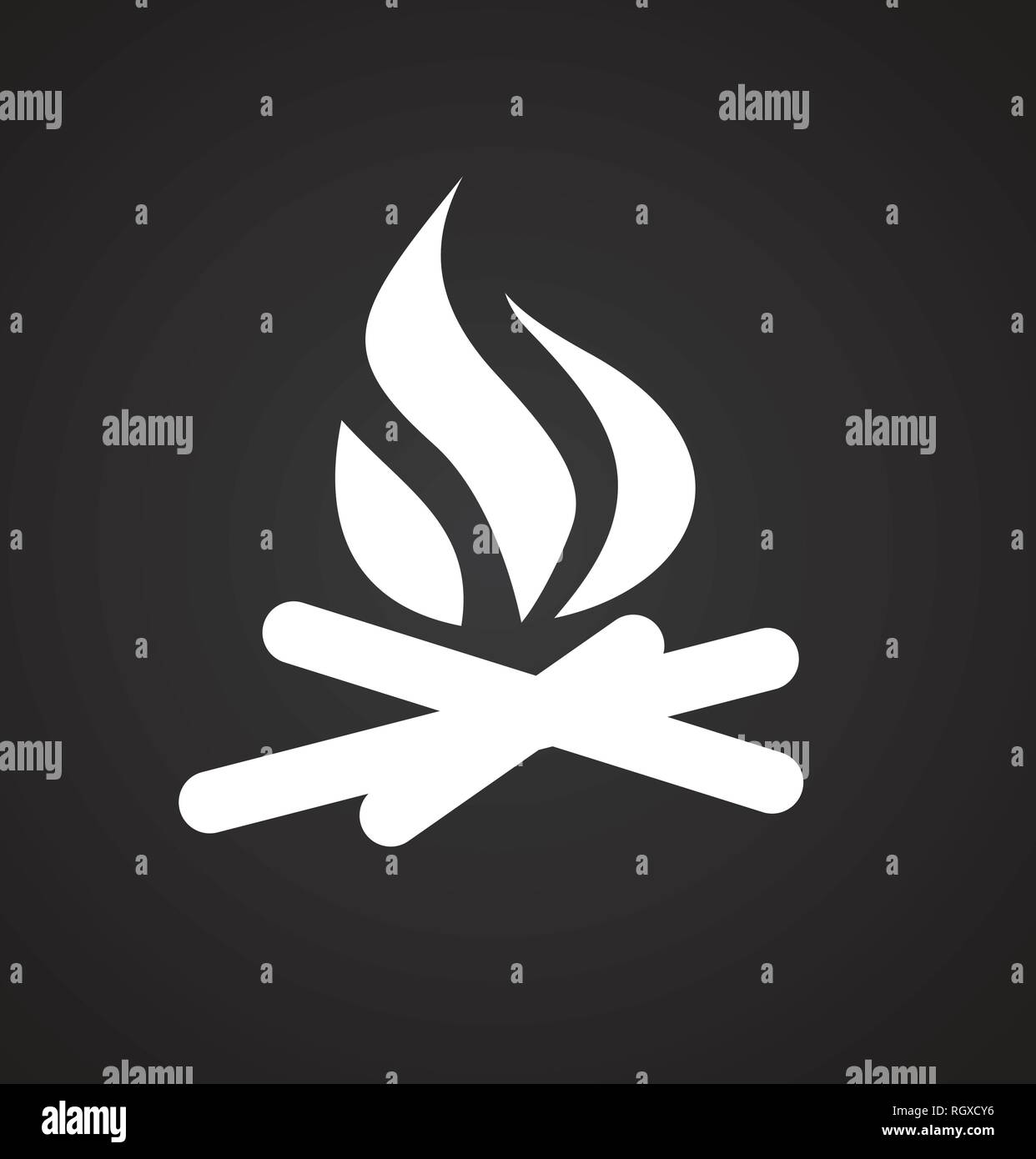 Campfire icon on black background for graphic and web design, Modern ...