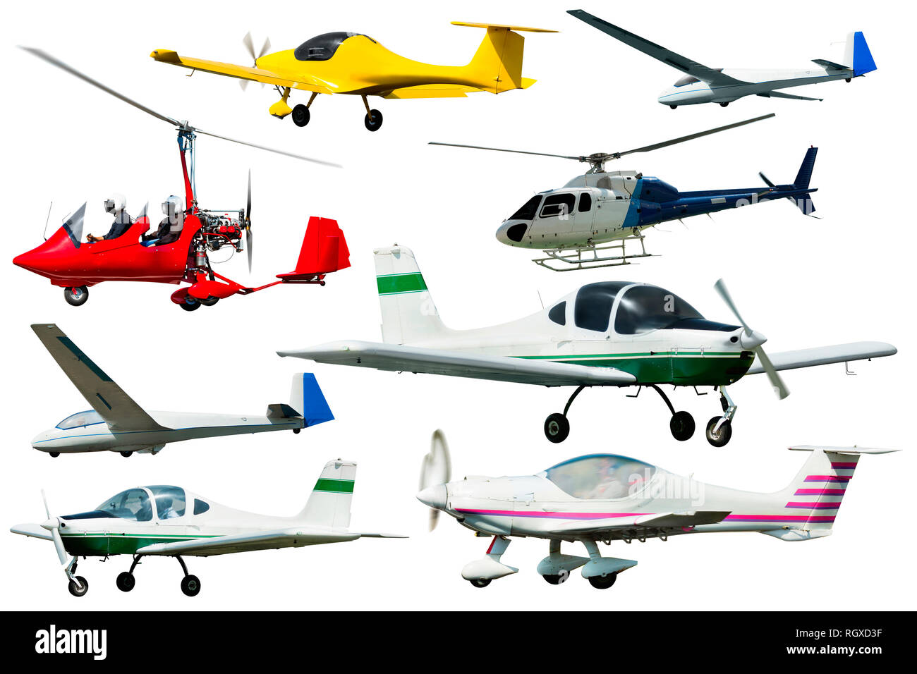 Collage of different modern airplanes isolated on white background ...