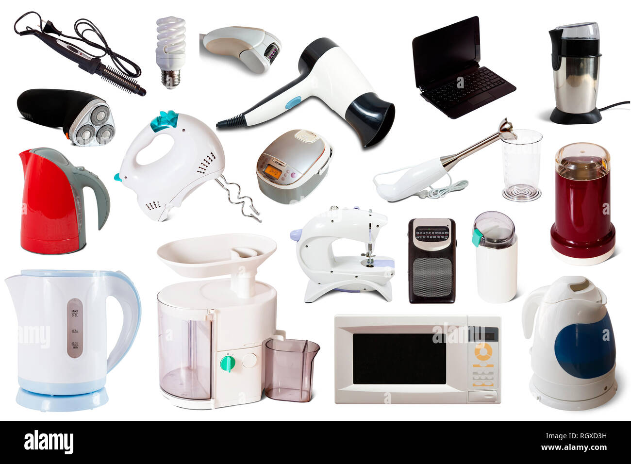 Set of household appliances isolated on white background Stock Photo ...