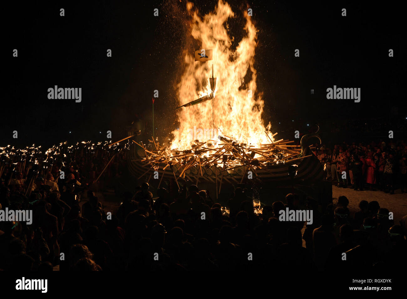 The 2019 Up Helly Aa fire festival held in Lerwick Shetland in January ...