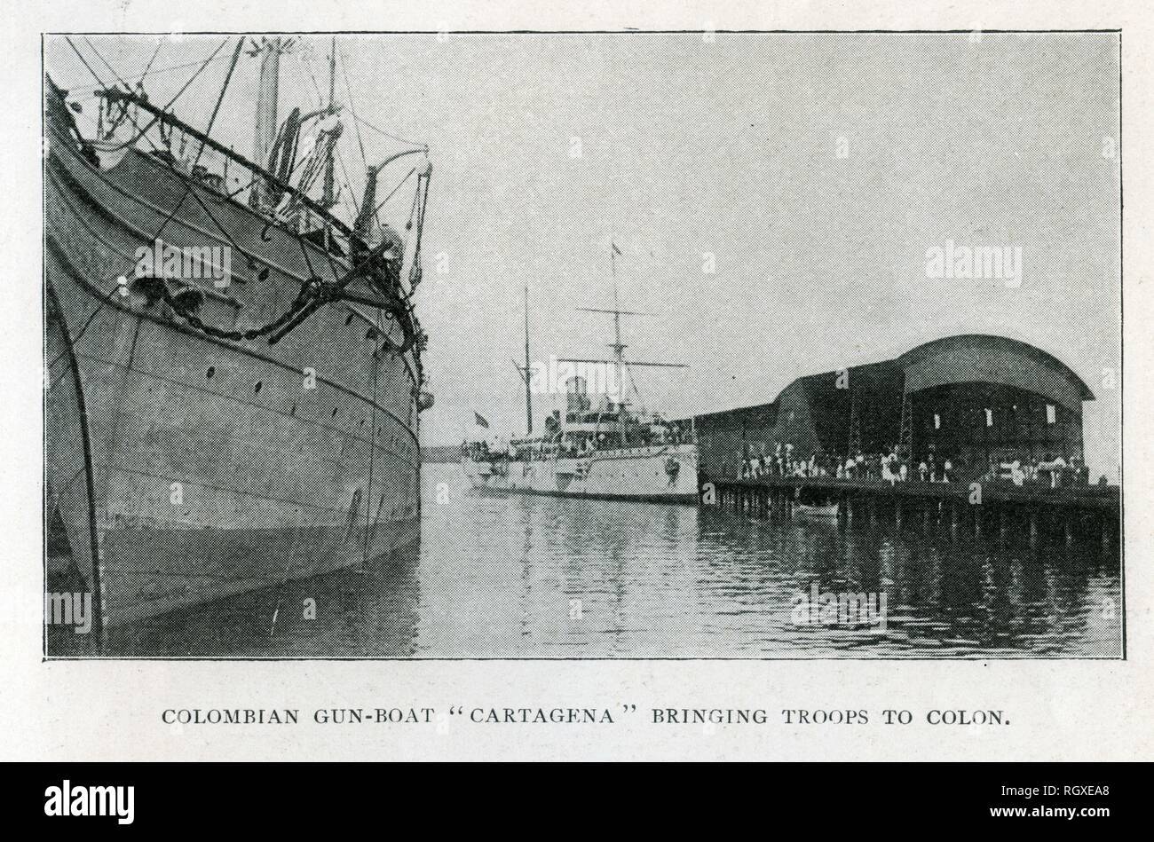Colombian gun boat cartagena bringing troops to colon hi-res stock ...