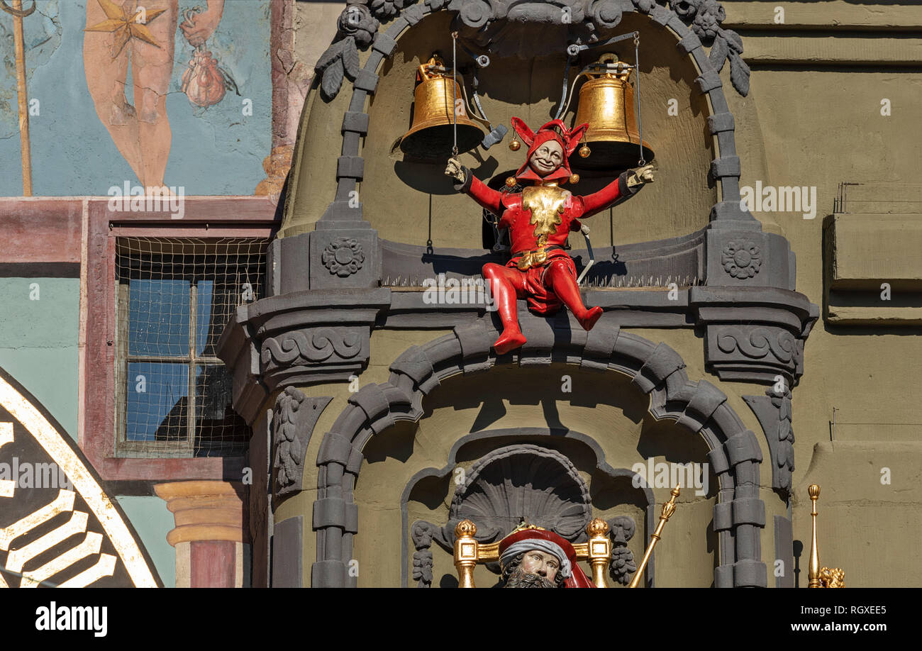 A madman sounds small bells at the top of the chime at The Zytglogge ...