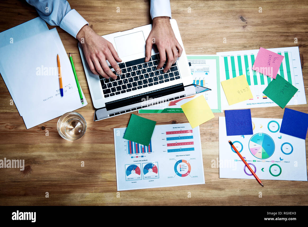 Graphic of business financial data analysis chart Stock Photo - Alamy