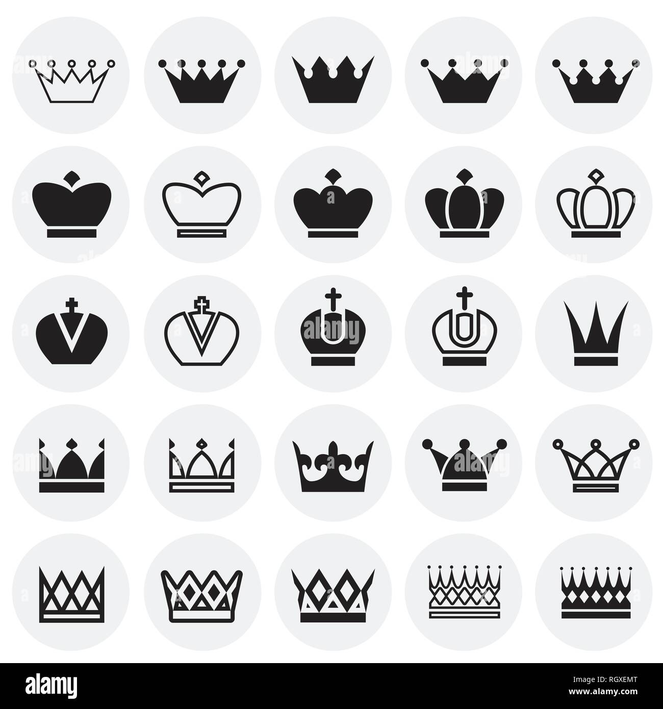 Crown set on circles white background for graphic and web design ...