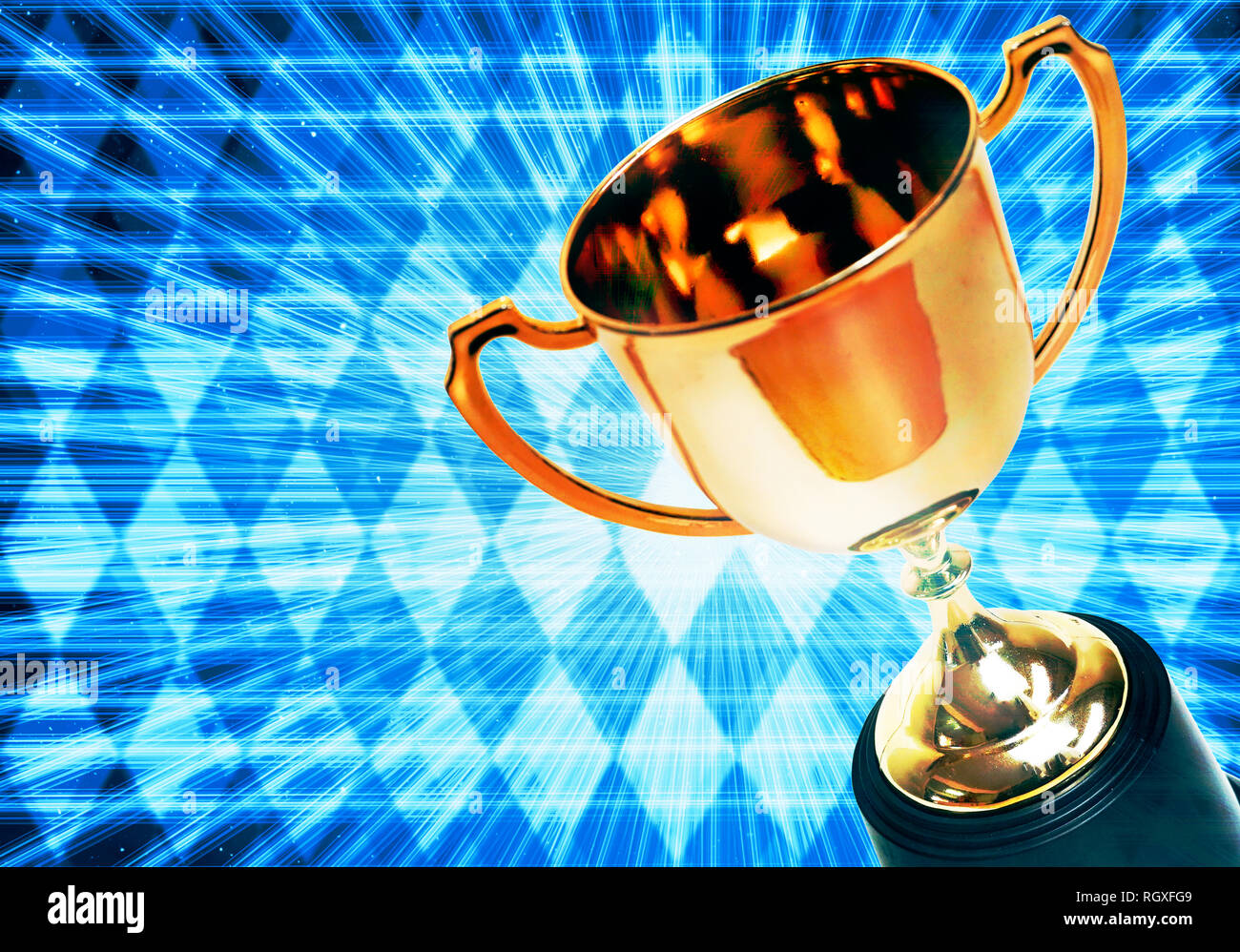 Winner trophy with abstract blue theme pattern background Stock Photo ...