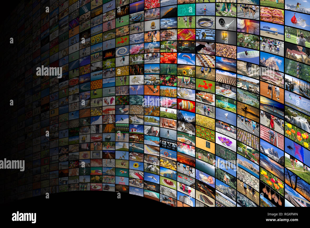 Giant multimedia widescreen video and image walls Stock Photo - Alamy