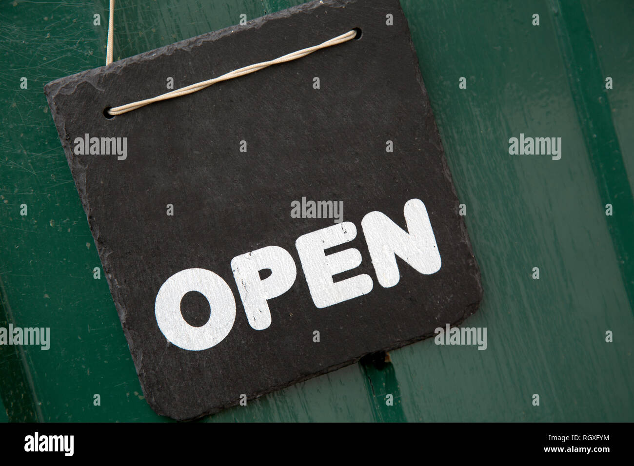 Open Sign on Shop Door Stock Photo - Alamy