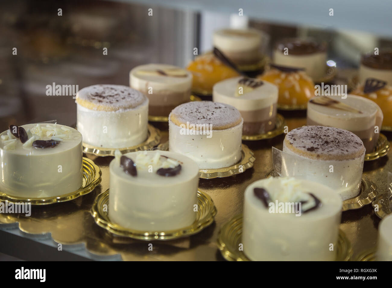 Several Types of Sweet Mousse and delicious Puddings Stock Photo - Alamy