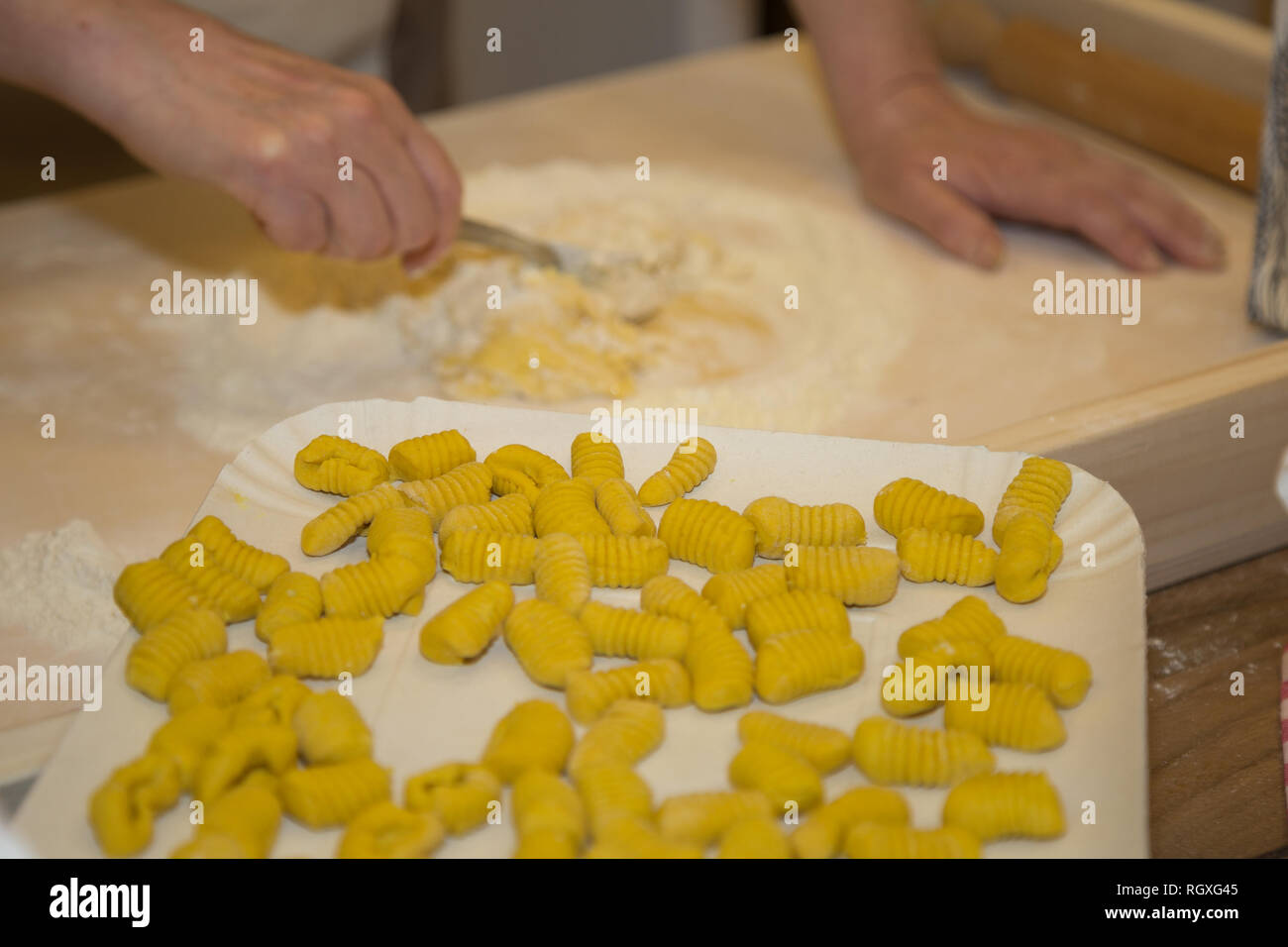 Preparation of Italian Pasta: Chef at Work in the Kitchen Stock Photo ...