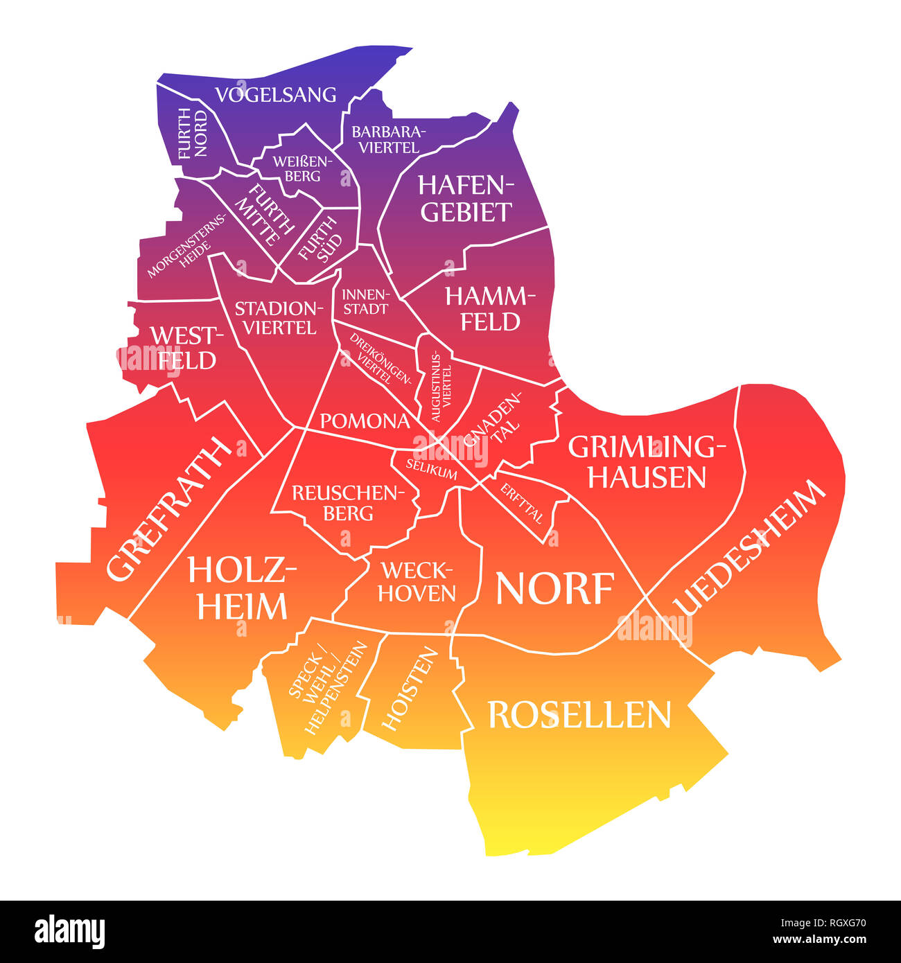 Neuss City Map Germany DE labelled rainbow colored illustration Stock ...
