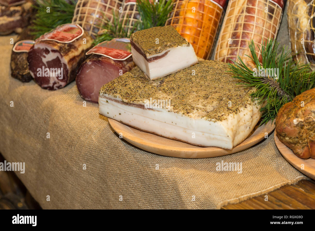 Flake Ham, Bacon, Lard and Others Types of Ham Stock Photo - Alamy