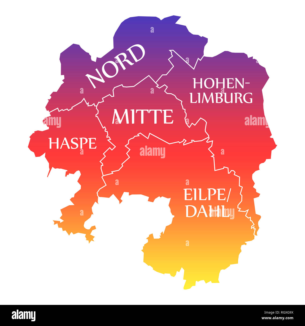 Hagen City Map Germany DE labelled rainbow colored illustration Stock ...