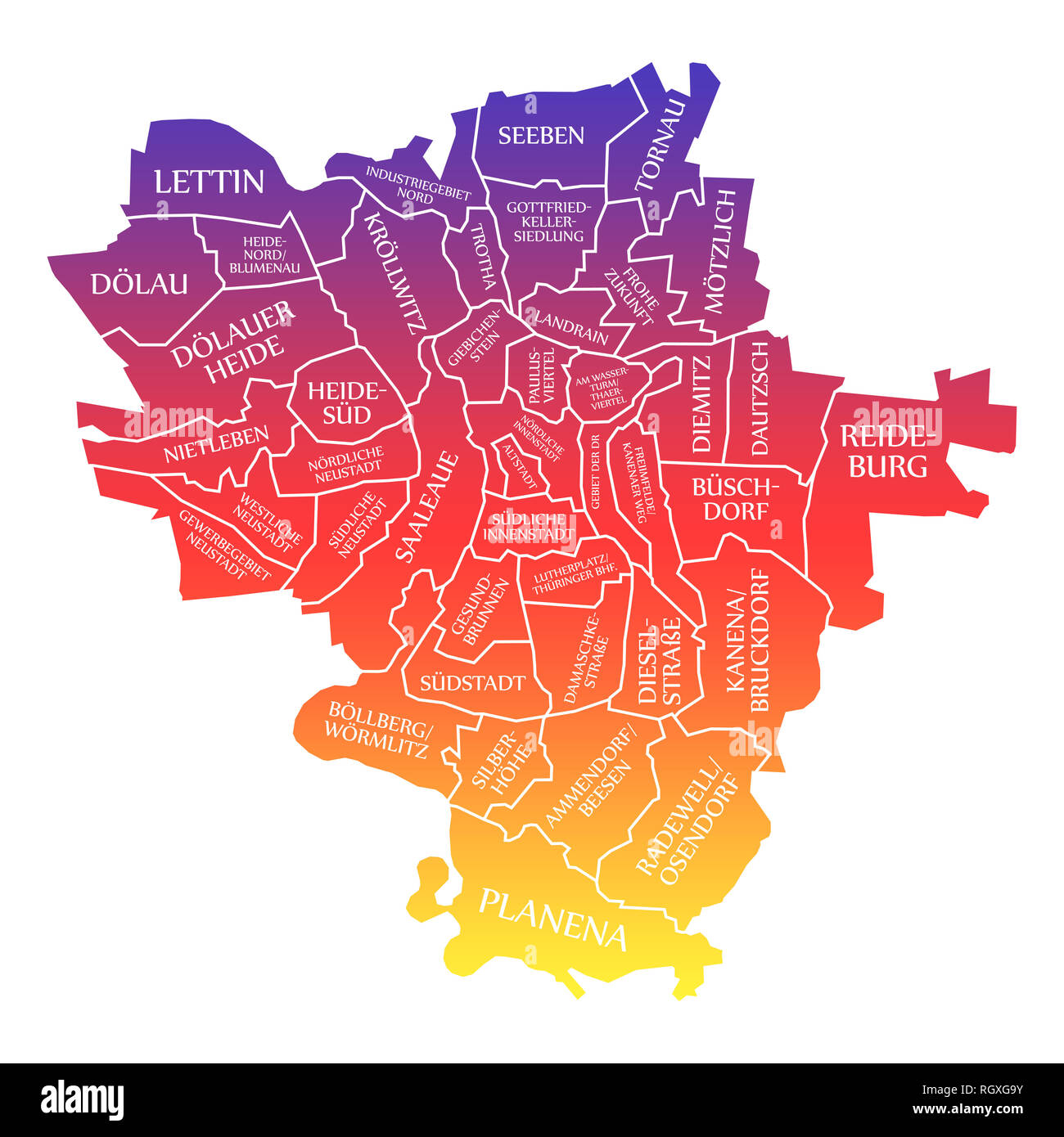 Halle City Map Germany DE labelled rainbow colored illustration Stock ...