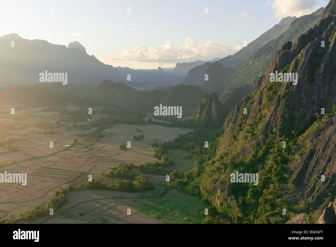 Viewpoint in Vang Vieng, Laos. Hiking to the top of the mountains ...