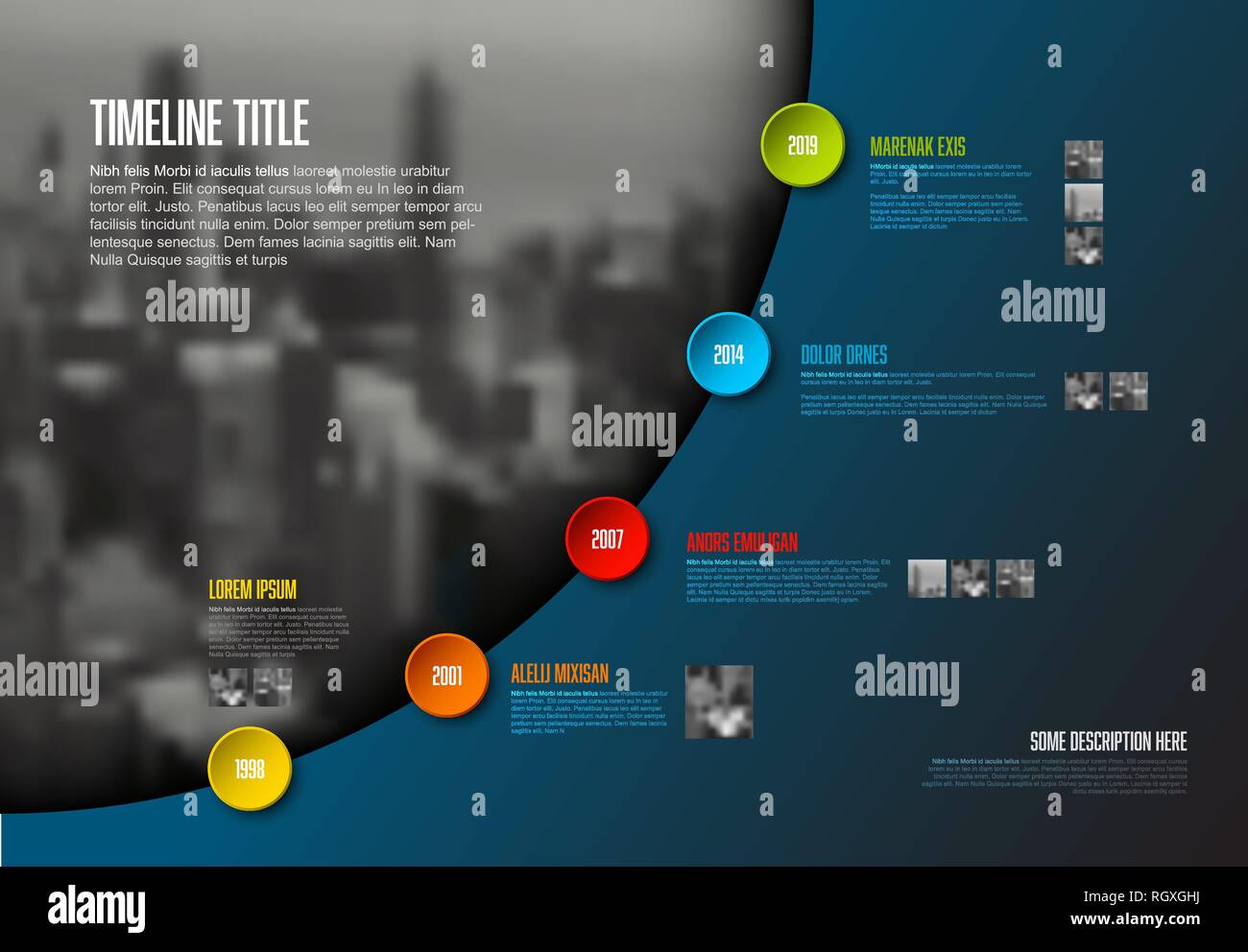 Vector Infographic timeline report template with big photo placeholder ...