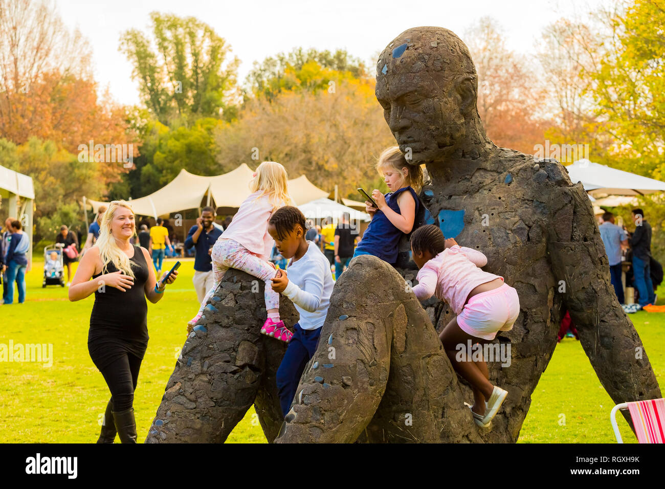 Johannesburg, South Africa - May 12 2018: Kids having fun in a Park ...