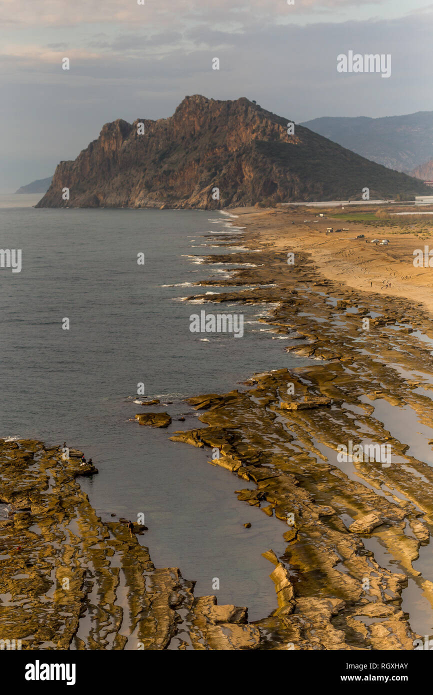 Seascape of Koru beach in Mediterranean town Gazipasha in Turkey ...