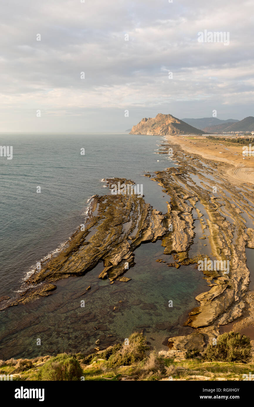 Seascape of Koru beach in Mediterranean town Gazipasha in Turkey ...