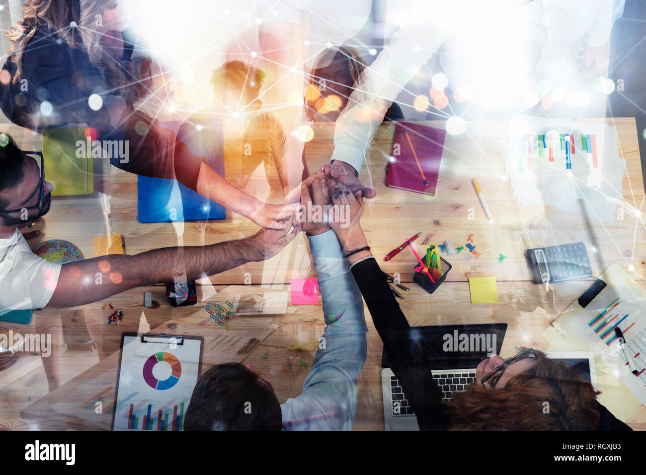 Business people putting their hands together. Concept of integration ...