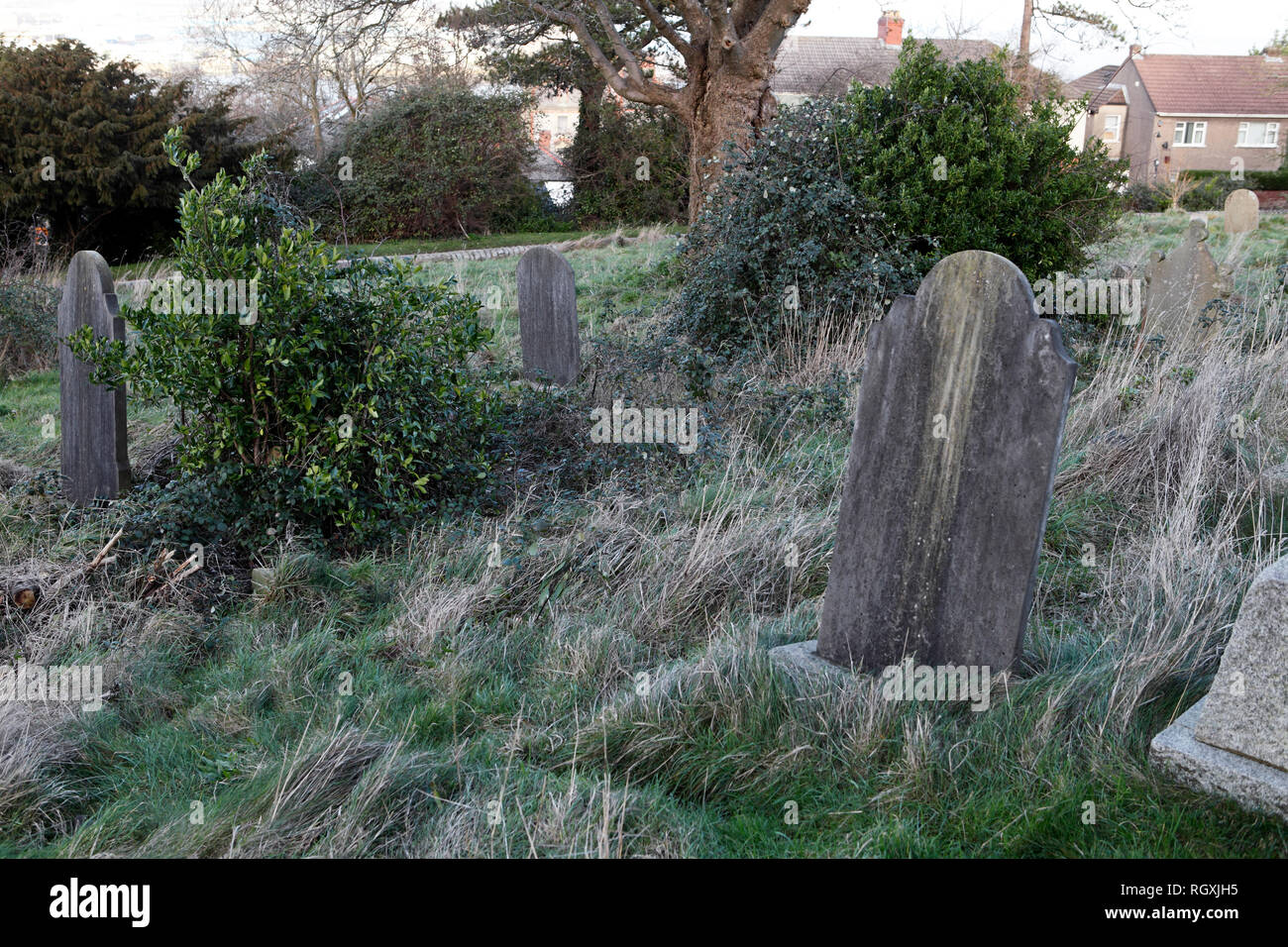 Headstone on a grave at St Augustines church, Penarth. Wales. UK Stock ...