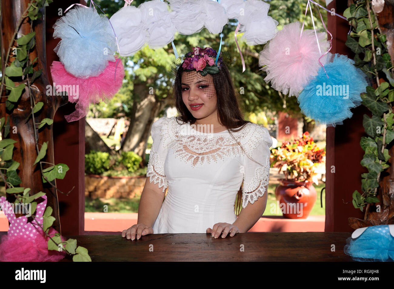 MERIDA, YUC/MEXICO - NOV 18, 2017: Portrait of teenage girl at a family ...